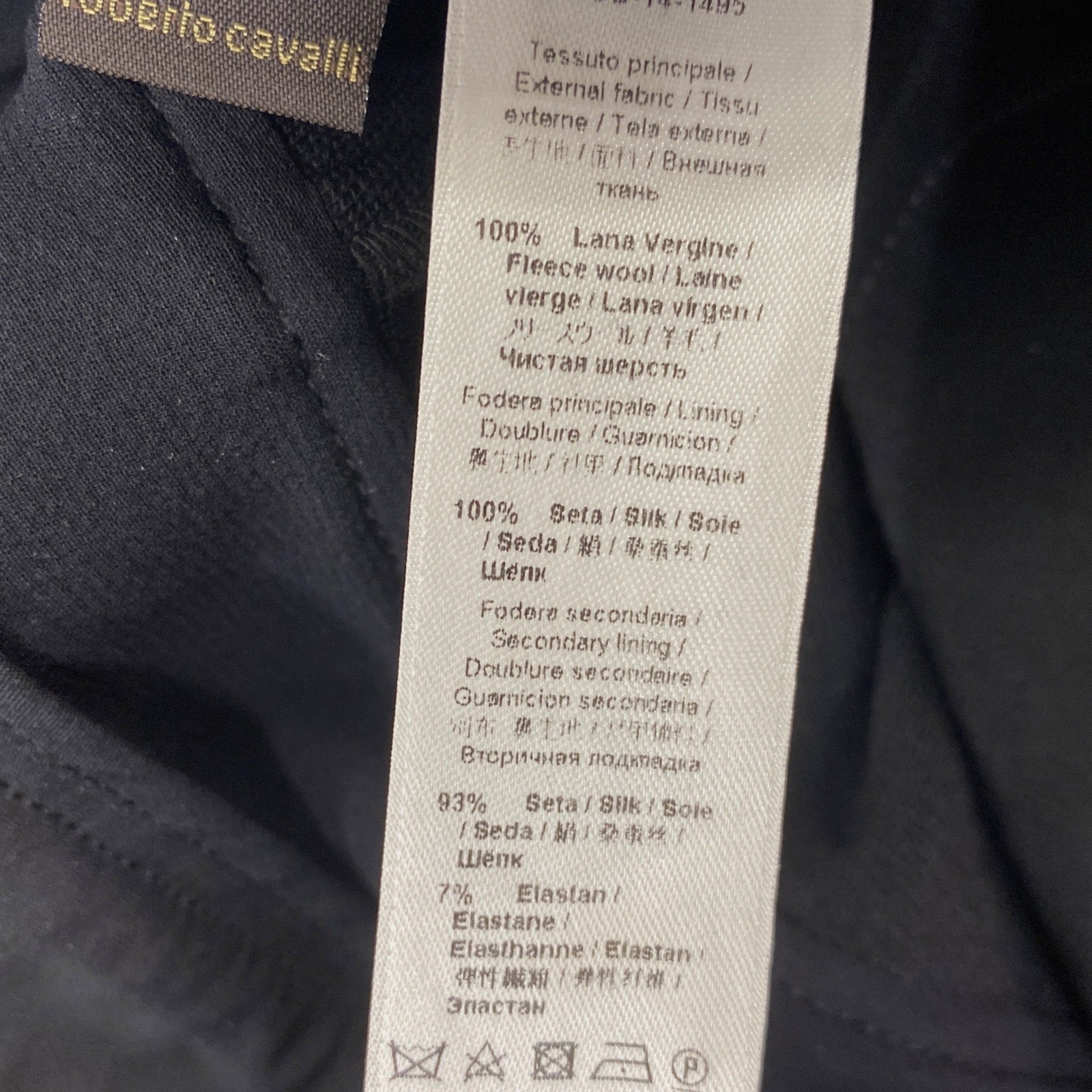 Roberto Cavalli women's black woolen high-waisted trousers – Loop Generation