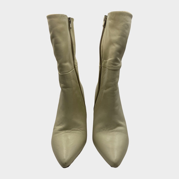 IRO women's ecru leather boots with black heel – Loop Generation